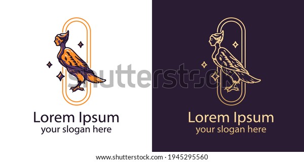 Harpy Vector Logo Design Mythological Creature Stock Vector (Royalty ...