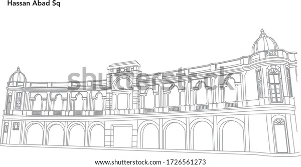 Hasan Abad Square Tehran Line Art Stock Vector (Royalty Free ...