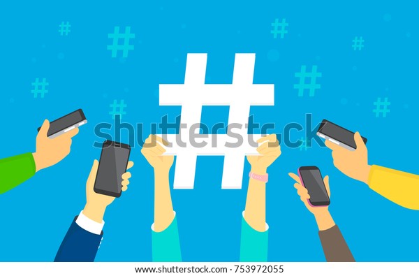 Hashtag Concept Vector Illustration Young Men Stock Vector (Royalty ...