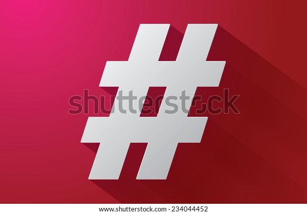 Hashtag Sign Long Shadow On Red Stock Vector (Royalty Free) 234044452