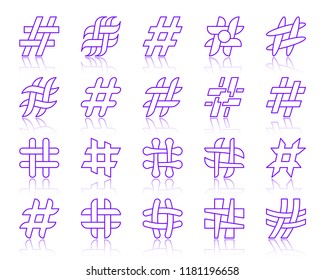 Hashtag Paper Cut Art Line Icons Stock Vector (Royalty Free) 1185932344