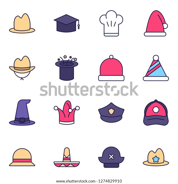 Hat Icons Pack Isolated Hat Symbols Stock Vector (Royalty Free ...