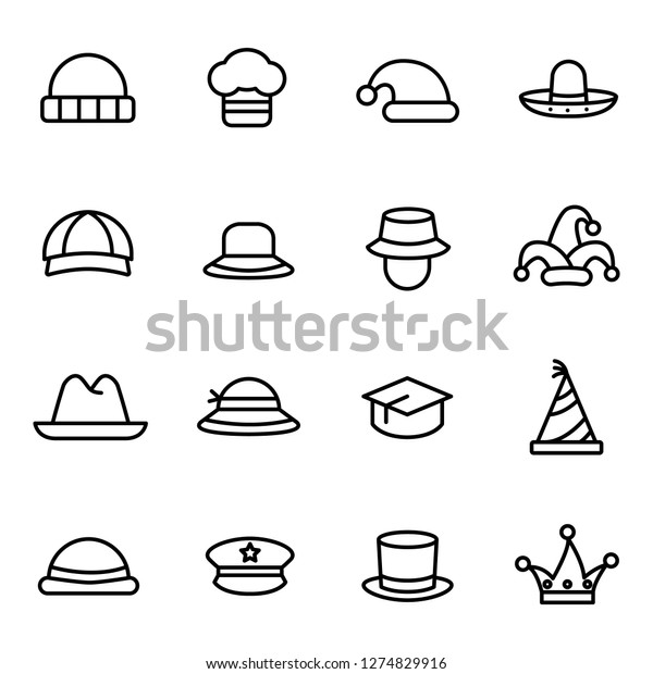Hat Icons Pack Isolated Hat Symbols Stock Vector (Royalty Free) 1274829916