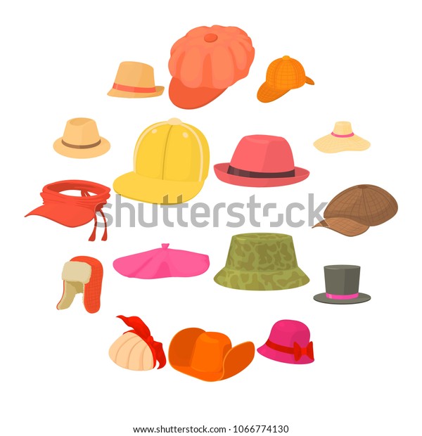 Hat Types Icons Set Headdress Cartoon Stock Vector (Royalty Free ...