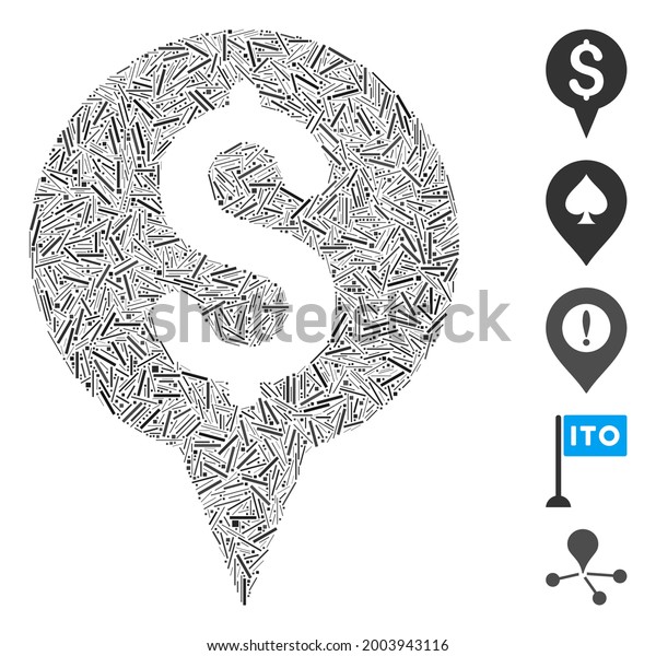 Hatch Collage Money Map Marker Icon Stock Vector (Royalty Free ...