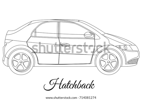Hatchback Car Body Type Outline Stock Vector (Royalty Free) 714081274 ...