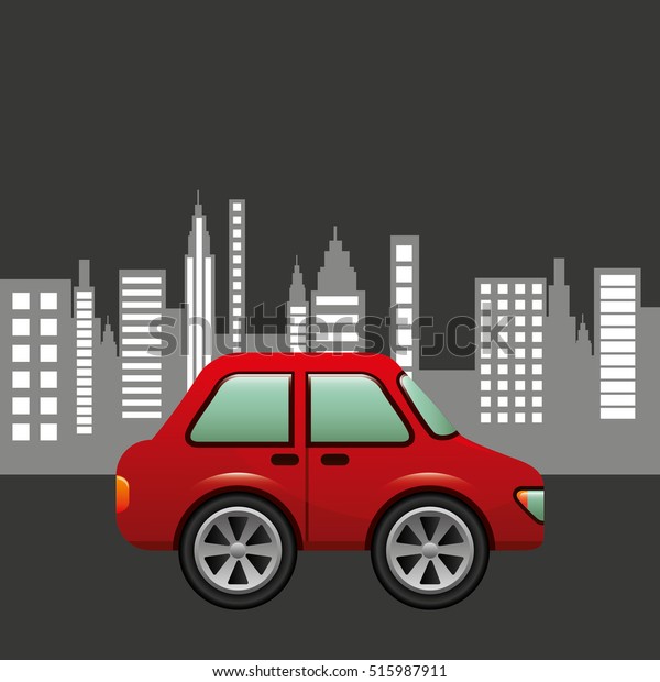 Hatchback Car City Background Design Vector Stock Vector (Royalty Free ...