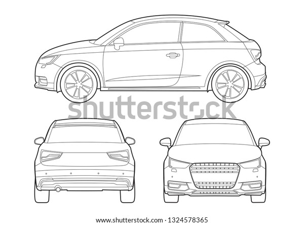 Hatchback Outline Drawing Audi A1 Stock Vector (Royalty Free) 1324578365