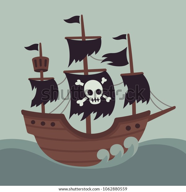 Haunted Ghost Ship Illustration Jolly Roger Stock Vector (Royalty Free ...