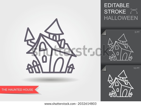 Haunted House Outline Icon Editable Stroke Stock Vector (Royalty Free ...