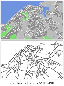 Illustration Fictive Simplified City Map Stock Illustration 190272338