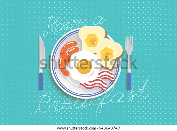 Have Breakfast Text Breakfast Plate Meal Stock Vector (Royalty Free ...