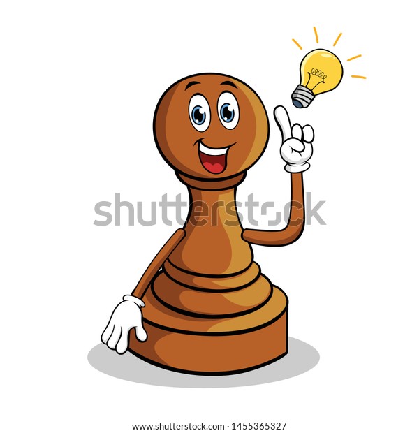 Have Idea Happy Chess Pawn Character Stock Vector (Royalty Free) 1455365327