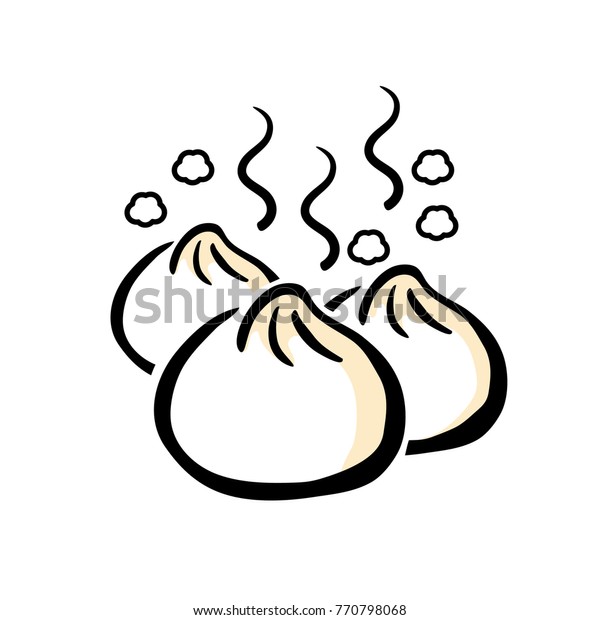 Have Steaming Bun Dumpling Line Icon Stock Vector (Royalty Free) 770798068