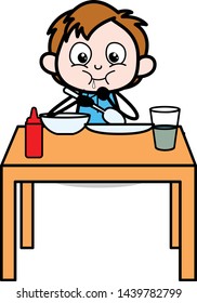 Having Dinner School Boy Cartoon Character Stock Vector (Royalty Free ...