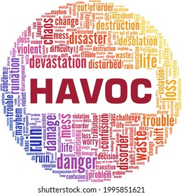 Havoc Vector Illustration Word Cloud Isolated Stock Vector (Royalty ...