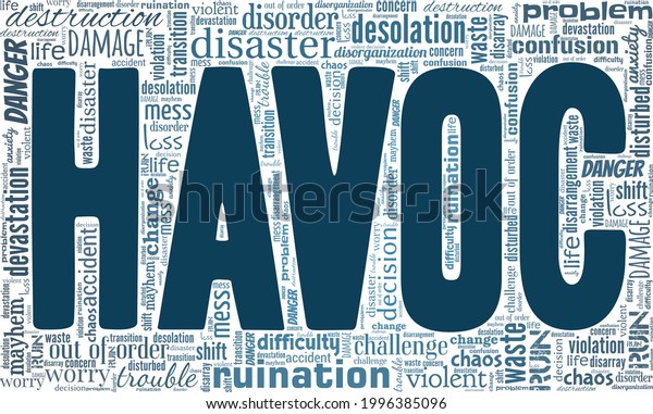 Havoc Vector Illustration Word Cloud Isolated Stock Vector (Royalty ...