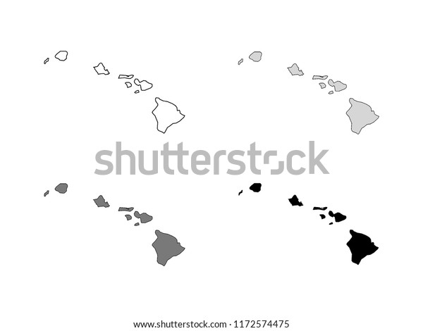 Hawaii County Map Gray Black White Stock Vector (Royalty Free ...