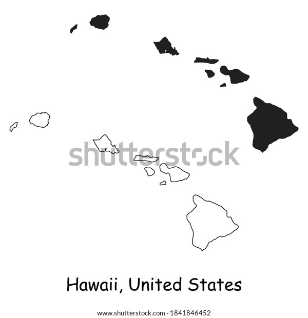 Hawaii Hi State Maps Usa Black Stock Vector (Royalty Free) 1841846452 ...
