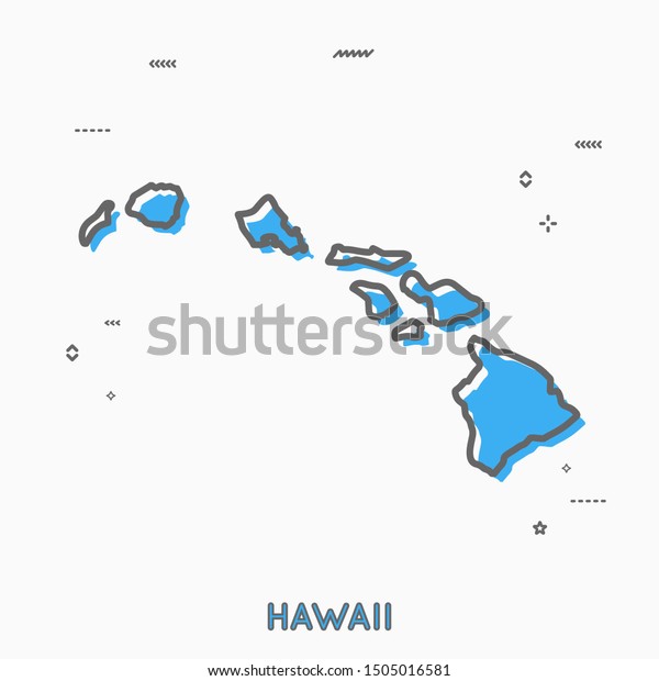 Hawaii Map Thin Line Style Hawaii Stock Vector (Royalty Free ...