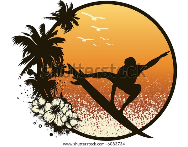 Hawaiian Surfing Stock Vector (Royalty Free) 6083734 | Shutterstock