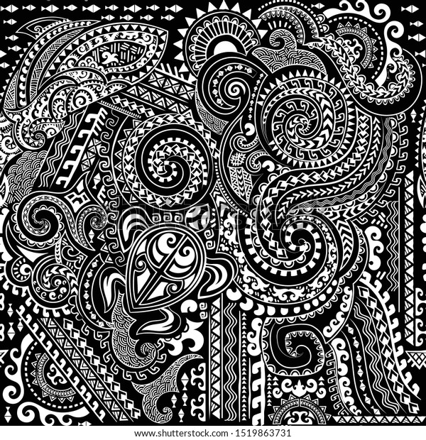 Hawaiian Tribal Pattern Ethnic Turtle Shark Stock Vector (Royalty Free ...