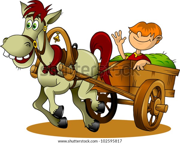 Hay Cart Cartoon Farmer Vector Illustration Stock Vector (Royalty Free ...