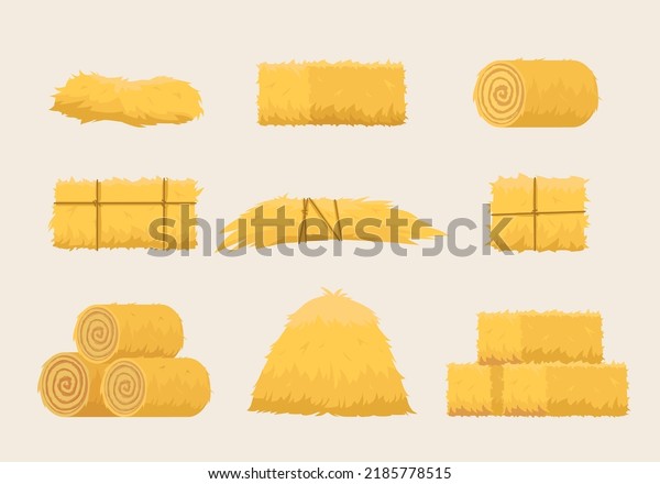 Haystack Farm Rural Natural Hay Different Stock Vector (Royalty Free ...