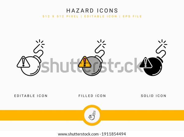 Hazard Icons Set Vector Illustration Solid Stock Vector (Royalty Free ...