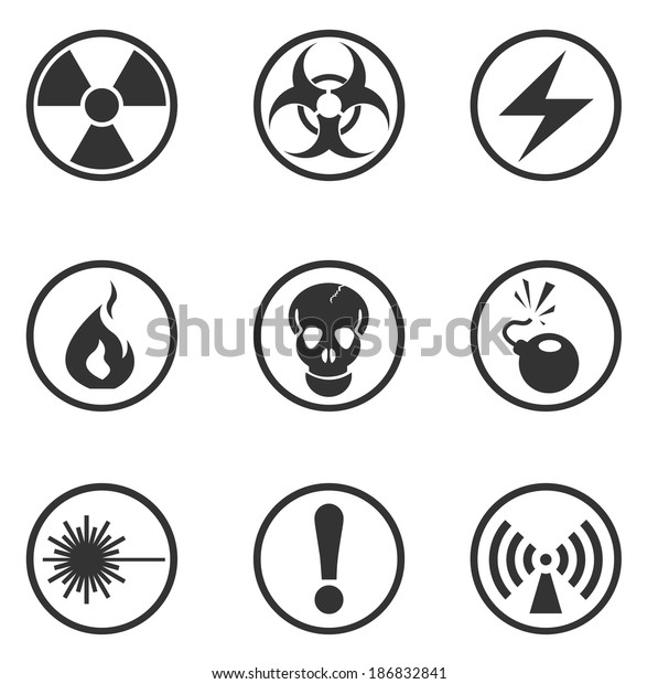 Hazard Sign Icons Stock Vector (Royalty Free) 186832841 | Shutterstock