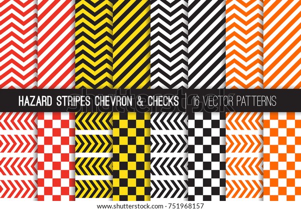 위험(Hazard) 스트라이프, Chevron 및 Checkerboard Vector 스톡 벡터(로열티 프리) 751968157