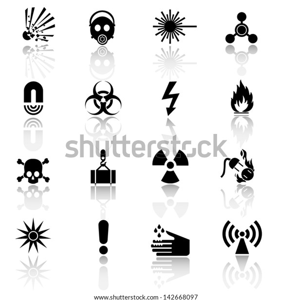 Hazard Warning Signs Icon Set Stock Vector (Royalty Free) 142668097 ...
