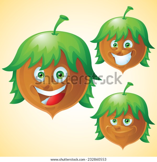 Hazelnut Face Expression Cartoon Character Set Stock Vector (Royalty ...