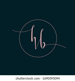 Hb Monogram Logo Typographic Icon Calligraphic Stock Vector (Royalty ...