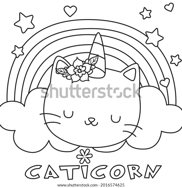 Hd Caticorn Cat Unicorn Coloring Pages Stock Vector (Royalty Free ...