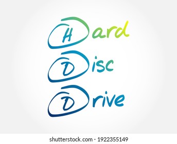 Hdd Hard Disc Drive Acronym Technology Stock Vector (Royalty Free ...