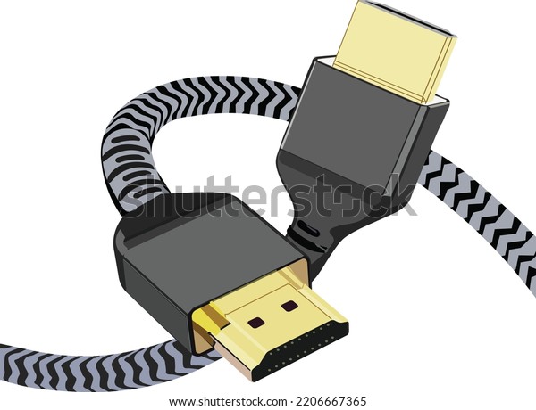 Hdmi Cable Black Color Yellow Connector Stock Vector (Royalty Free ...