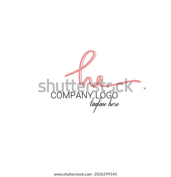 He Initial Handwriting Name Logo Template Stock Vector (Royalty Free ...