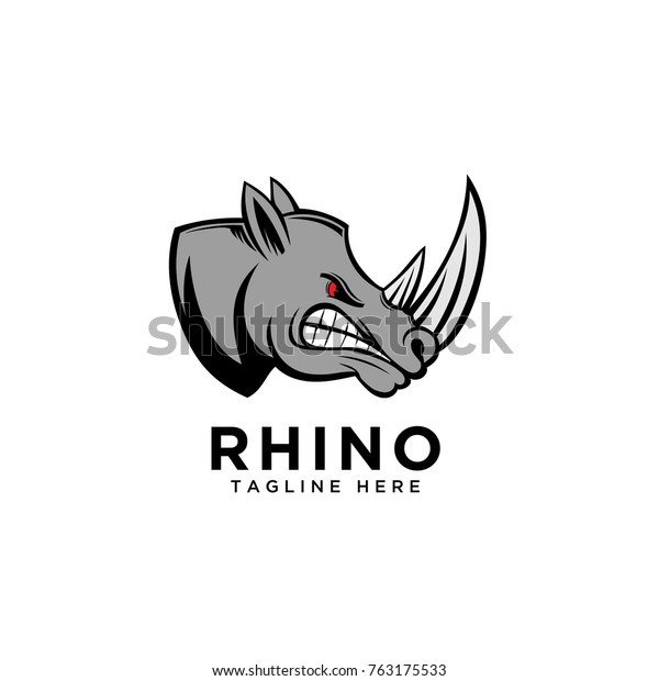 Head Anger Rhino Stock Vector (Royalty Free) 763175533