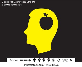 Knowledge Icon Brain Apple Vector Illustration Stock Vector (Royalty ...