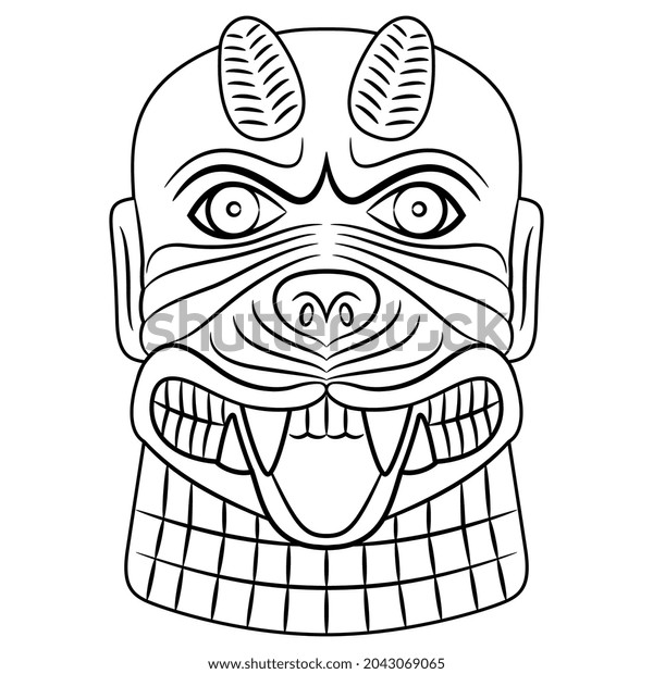Head Assyrian Babylonian Evil Demon Pazuzu Stock Vector (Royalty Free ...