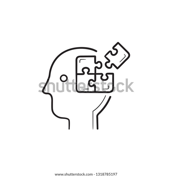Head Brain Puzzle Hand Drawn Outline Stock Vector (Royalty Free ...