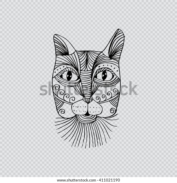 Head Cat Doodle Style Stock Vector (Royalty Free) 411021190