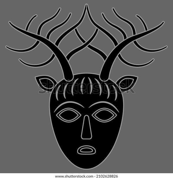Head Celtic God Cernunnos Pagan Mask Stock Vector (Royalty Free ...