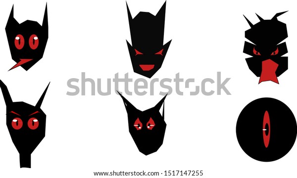 Head Devil Face Cartoon Vector Set Stock Vector (Royalty Free ...