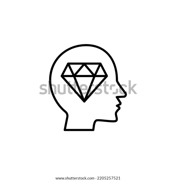 Head Diamond Icon Simple Line Outline Stock Vector (Royalty Free ...