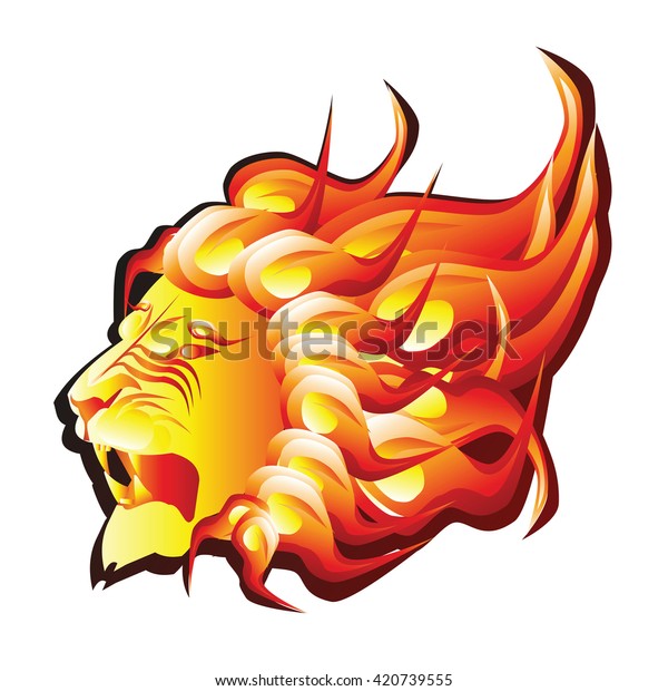 Head Fire Lion Vector Illustration On Stock Vector (Royalty Free) 420739555