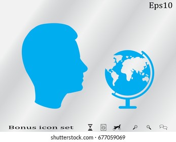 Head Globe Icon Vector Illustration Stock Vector (Royalty Free ...