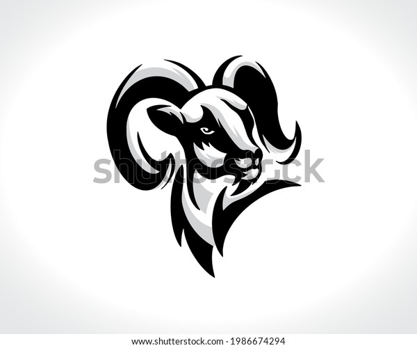 Head Goat Drawing Art Logo Design Stock Vector (Royalty Free ...