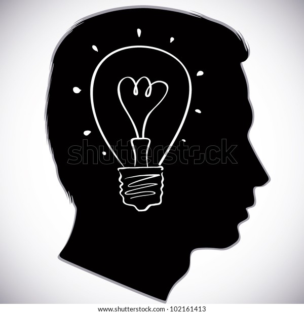 Head Icon Idea Bulb Symbol Vector Stock Vector (Royalty Free) 102161413